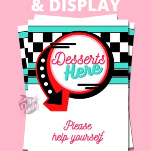 Custom DINER 50's Party Sign Bundle Pack PRINTABLE Rock'n'roll Soda Pop ...