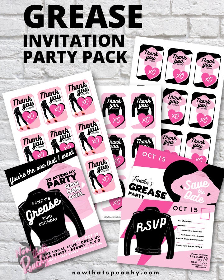 GREASER INVITE Rock'n'roll Printable. Rocker Party Invitation Instant ...