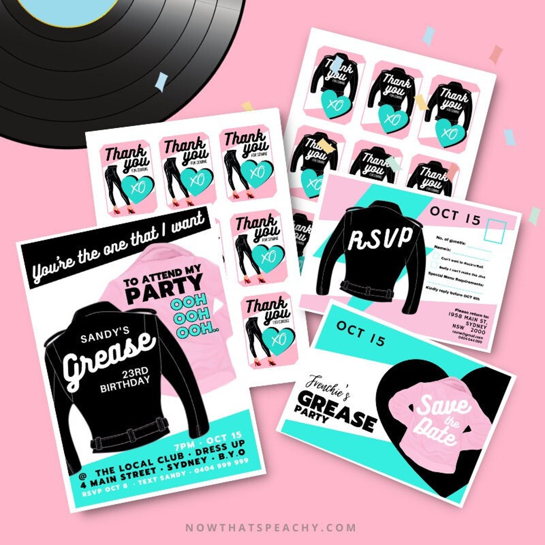 GREASER INVITE Rock'n'roll Printable. Rocker Party Invitation Instant ...