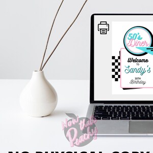 Custom DINER 50's Welcome Sign Party PRINTABLE, Rock'n'roll Soda Pop ...