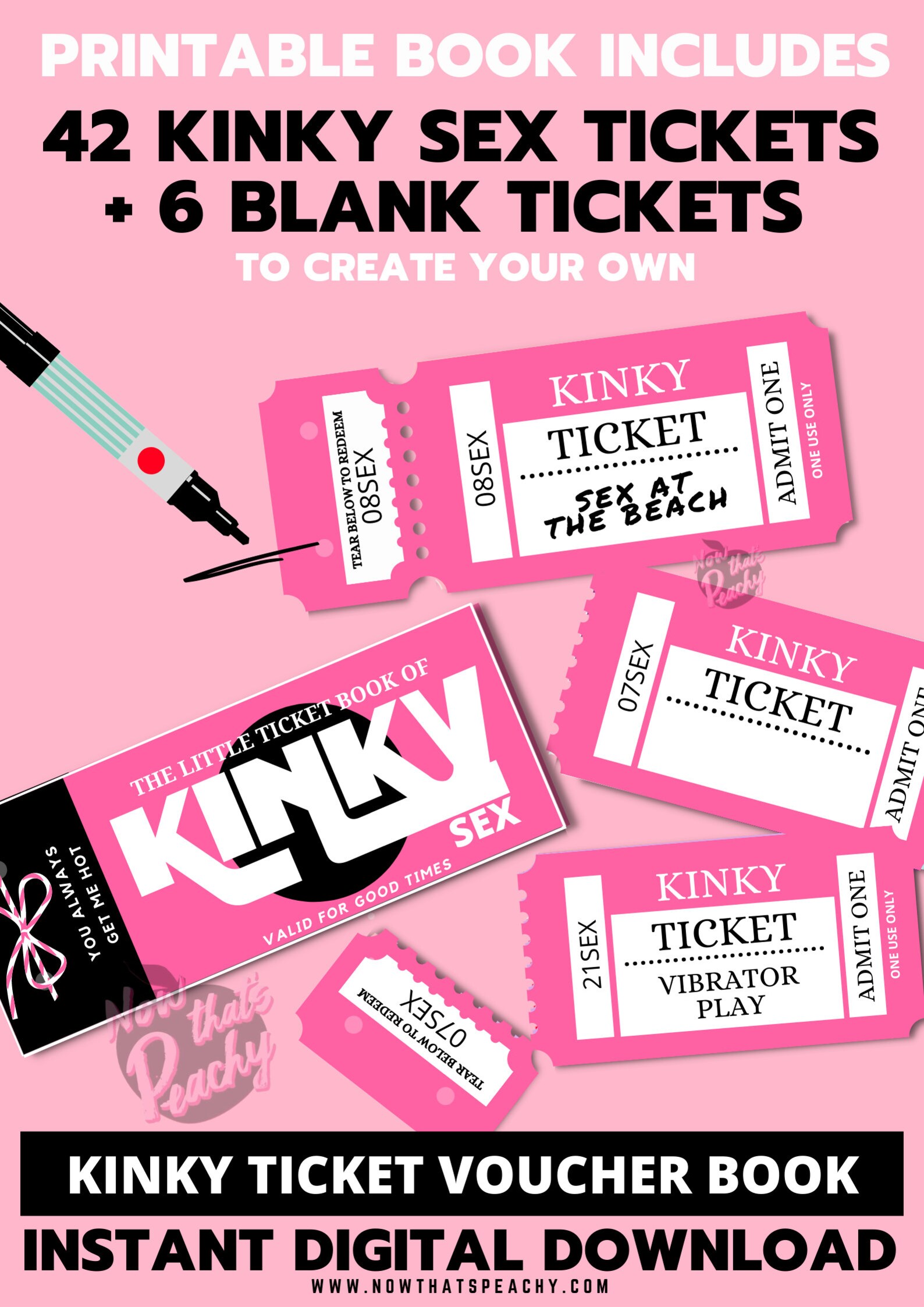 Kinky Sex Ticket Voucher Book Printable Download Valentines Day 0466