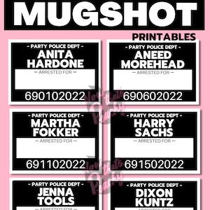 Funny Names MUGSHOT Photo Booth PRINTABLES Rude Police Crime Lineup ...