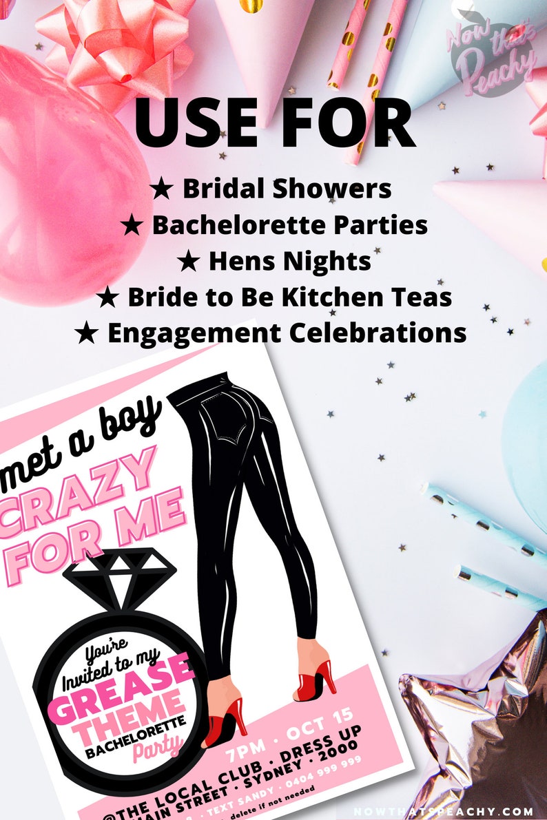 Grease Bachelorette INVITE PRINTABLE Bride to Be Movie Invitation ...