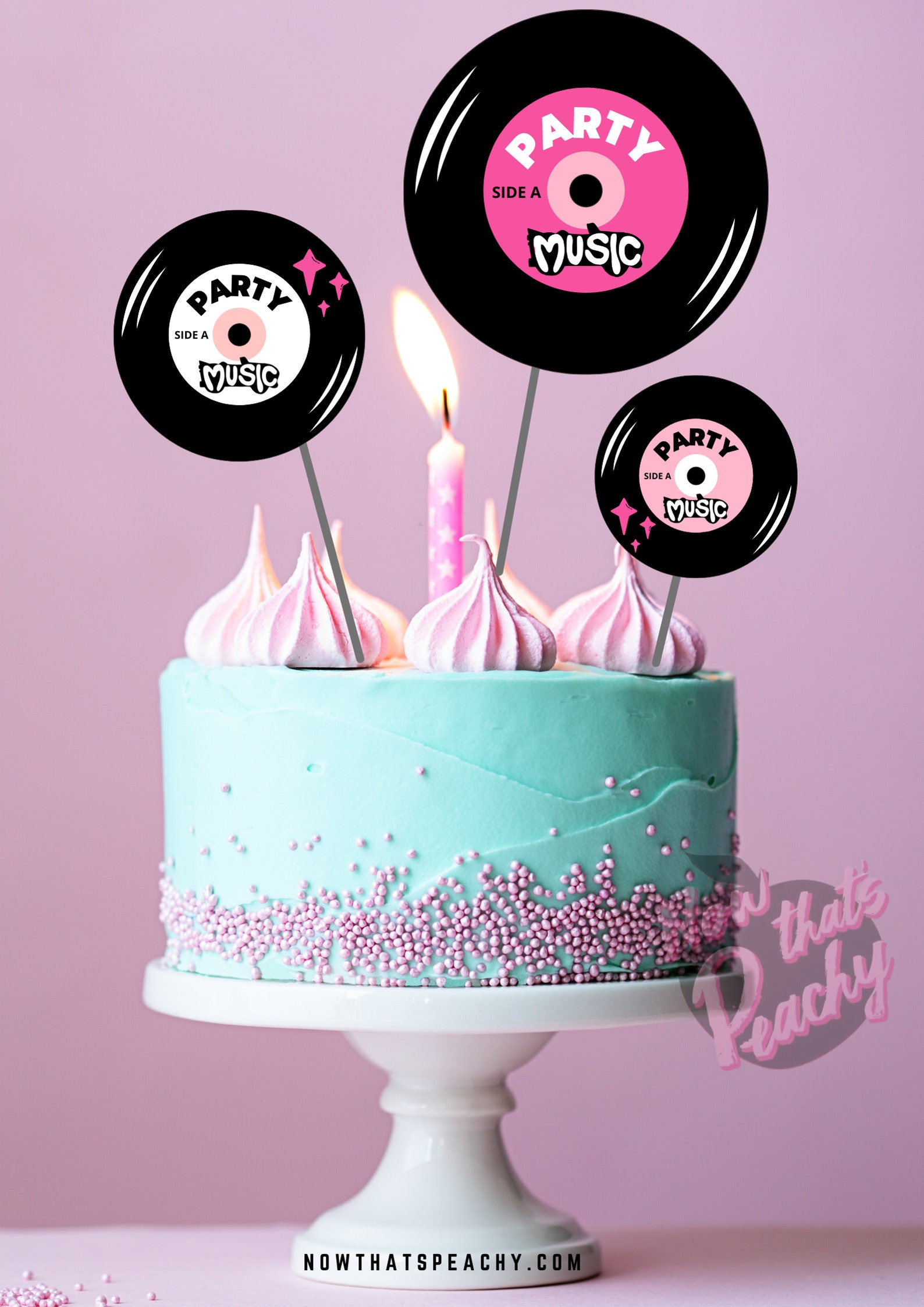 GREASER Vinyl Cupcake Toppers 50s PRINTABLE Records Rock'n'roll Diner ...