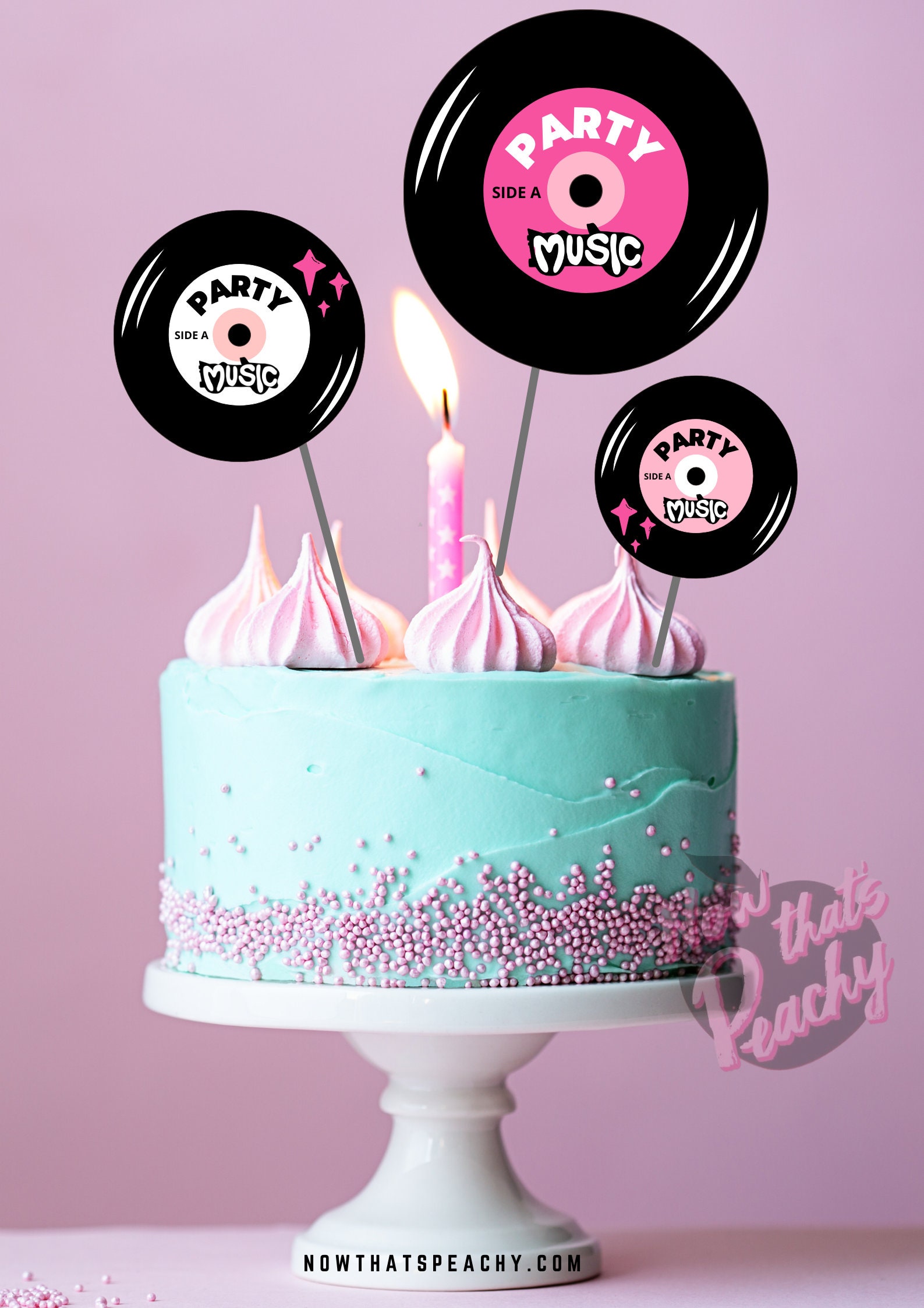 GREASER Vinyl Cupcake Toppers 50s PRINTABLE Records Rock'n'roll Diner ...