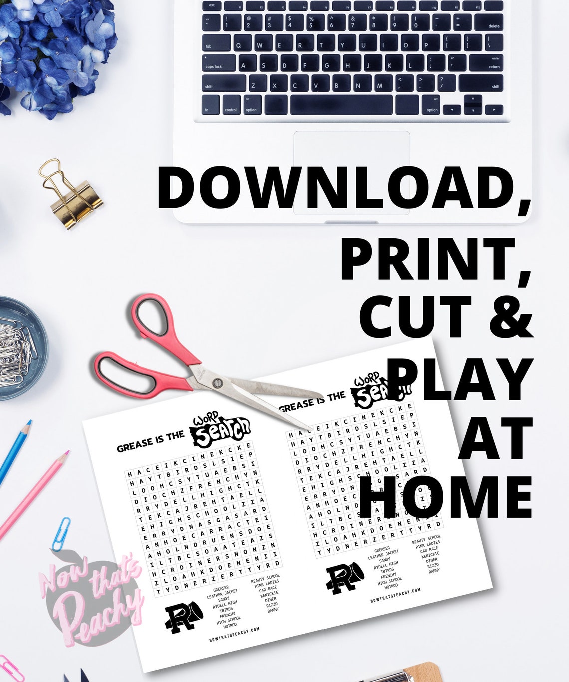 Greaser Themed WORD SEARCH Game PRINTABLE. Music Movie Party - Etsy