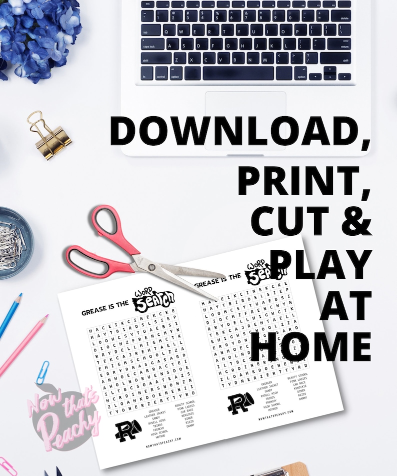 Greaser Themed WORD SEARCH Game PRINTABLE. Music Movie Party - Etsy