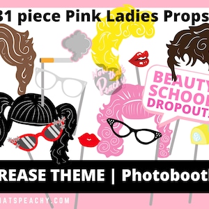 Greaser Theme Photo Booth PRINTABLES Props Pink Ladies Themed for ...
