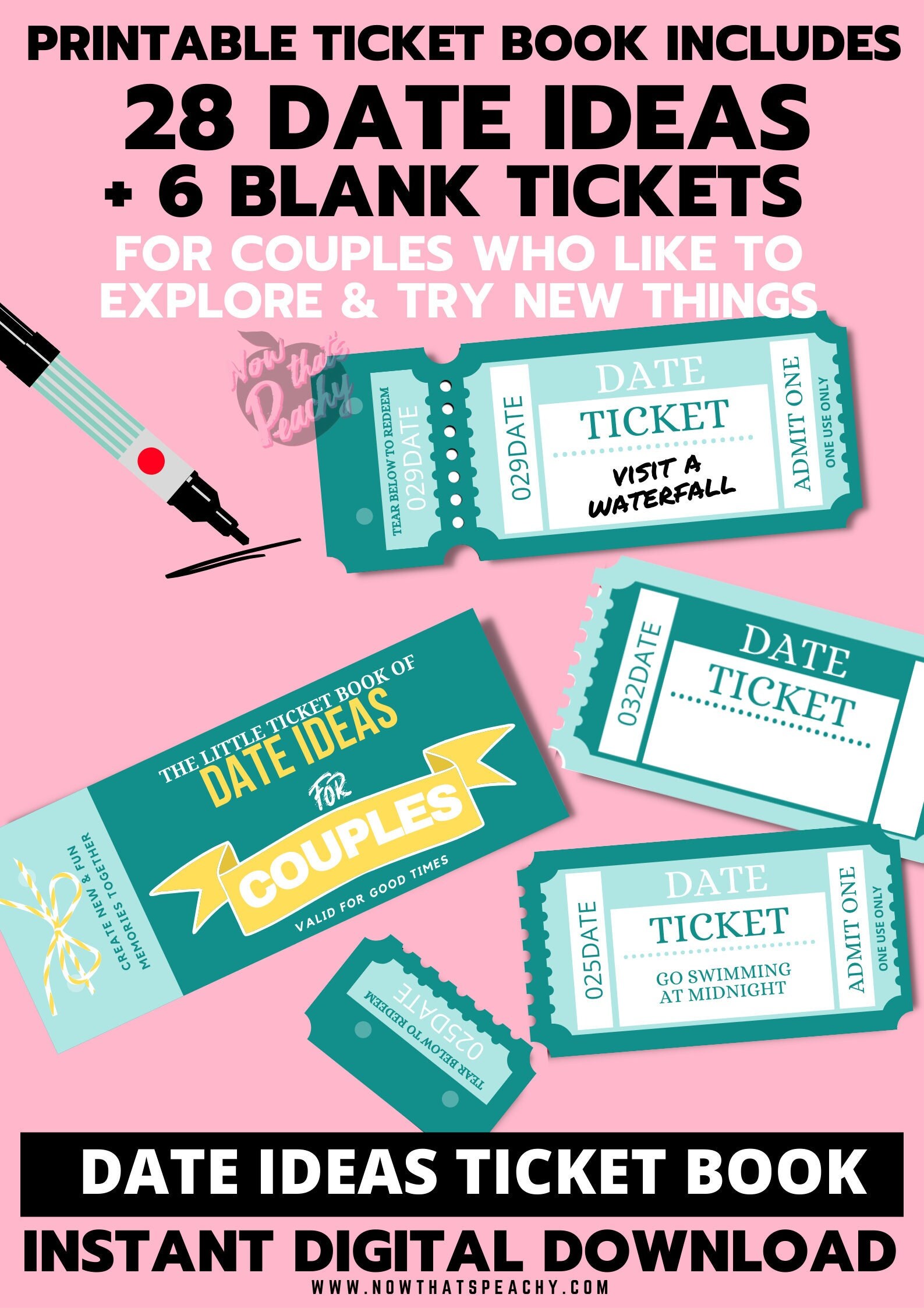 DATE Idea TICKET Voucher Book Printable Download Valentines Day ...