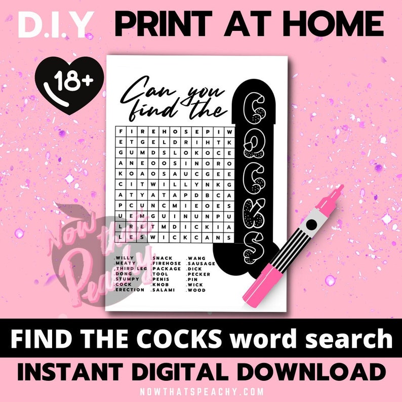 Willy Word Search GAME Printable Instant Download Dirty Bachelorette ...