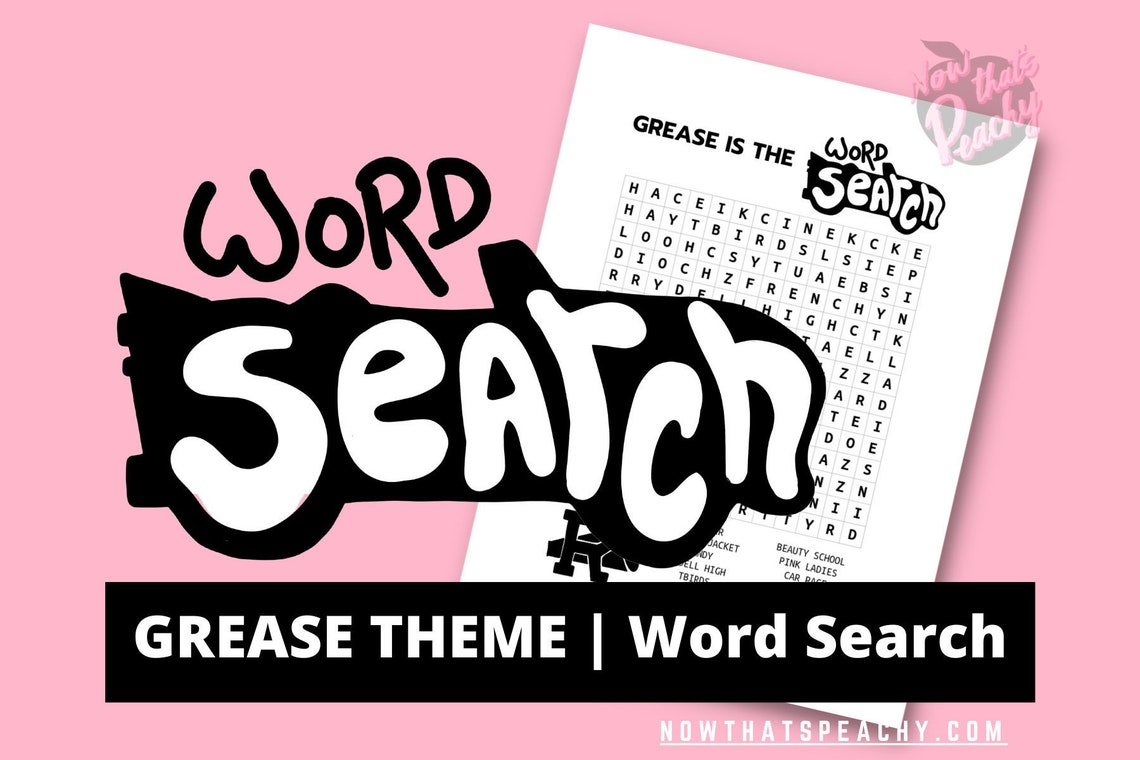 Greaser Themed WORD SEARCH Game PRINTABLE. Music Movie Party - Etsy