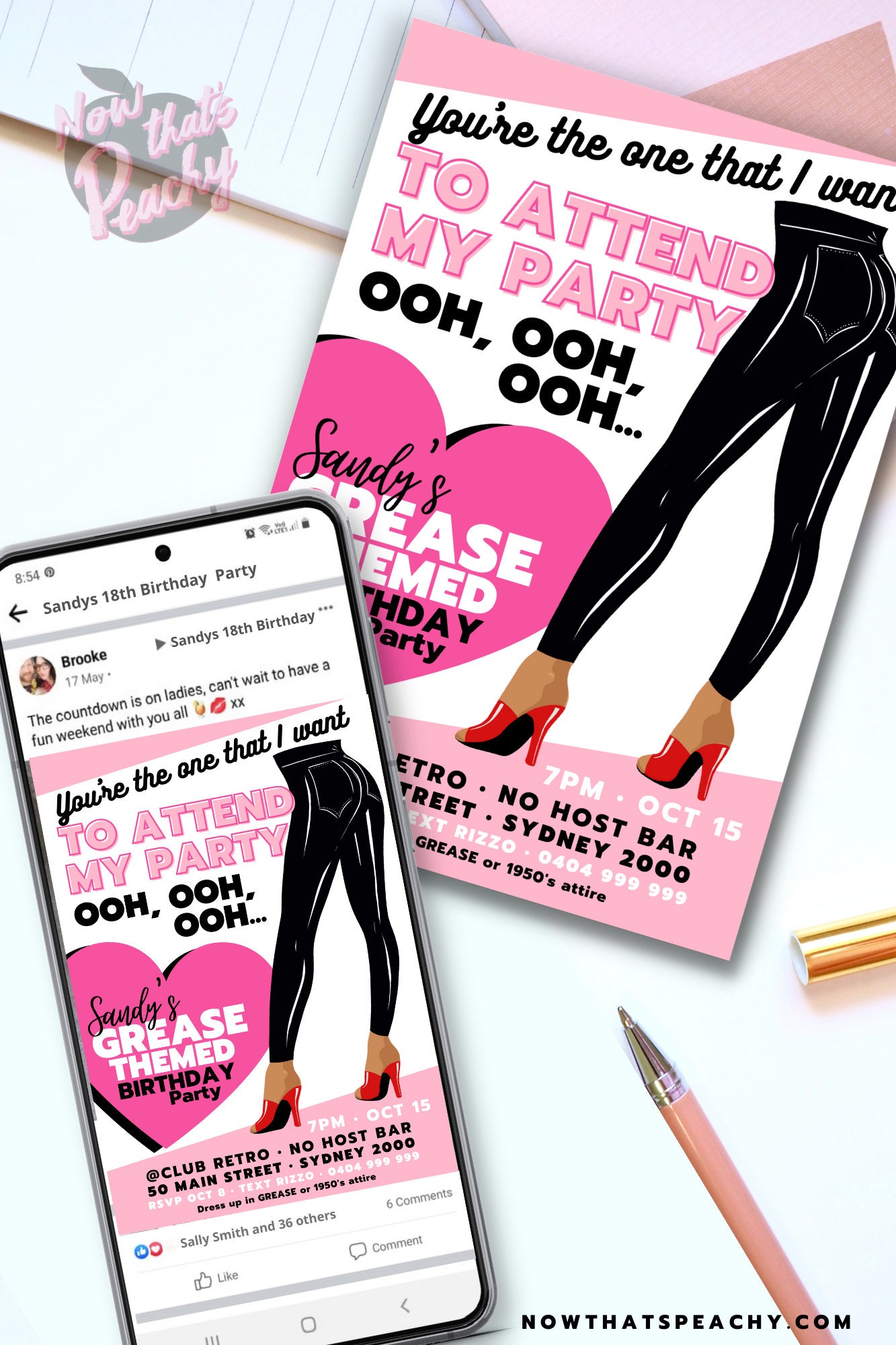 GREASER INVITE Rock'n'roll Printable, Rocker Party Invitation Instant ...