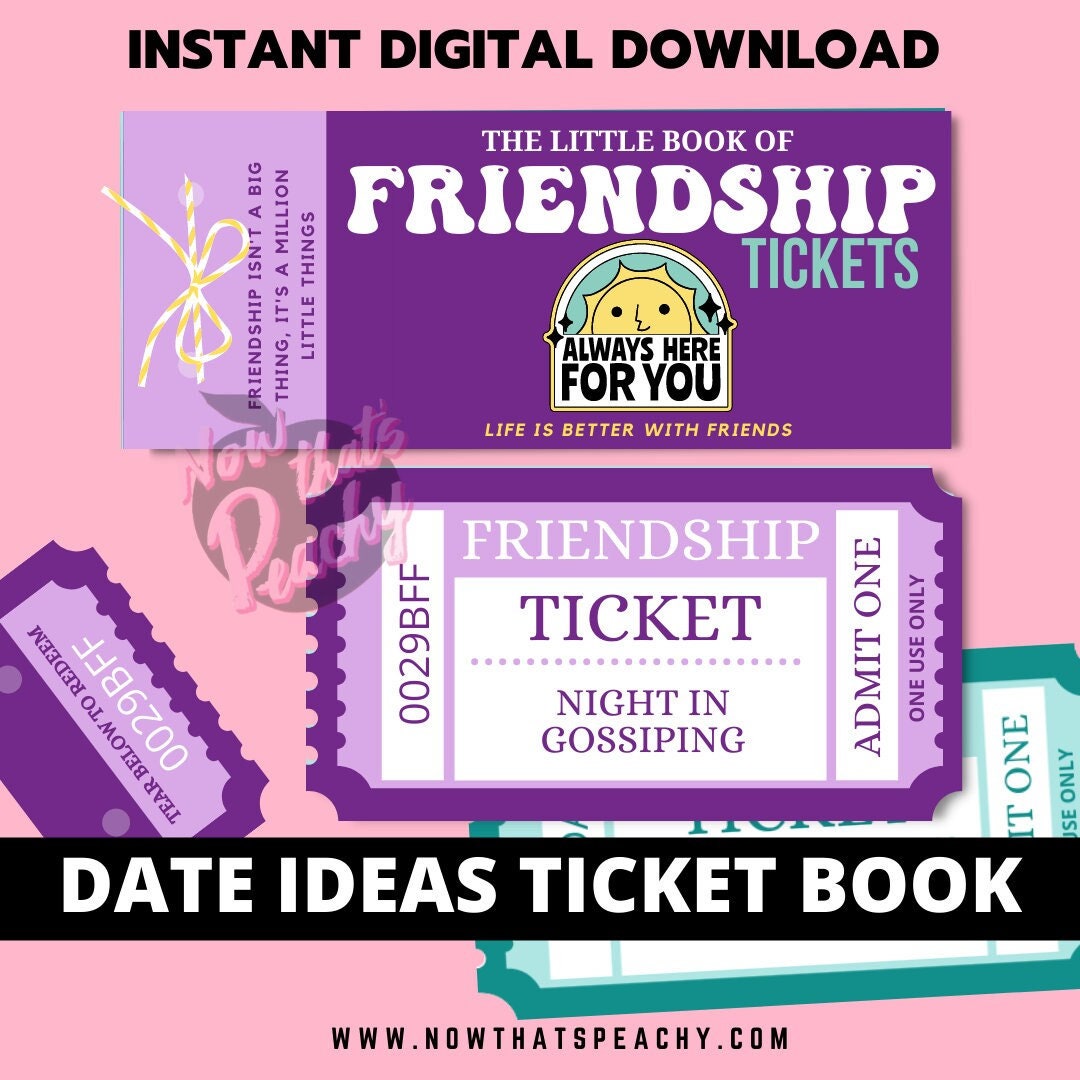 FRIENDSHIP TICKET Voucher Book Printable Download Anti Valentines Day ...