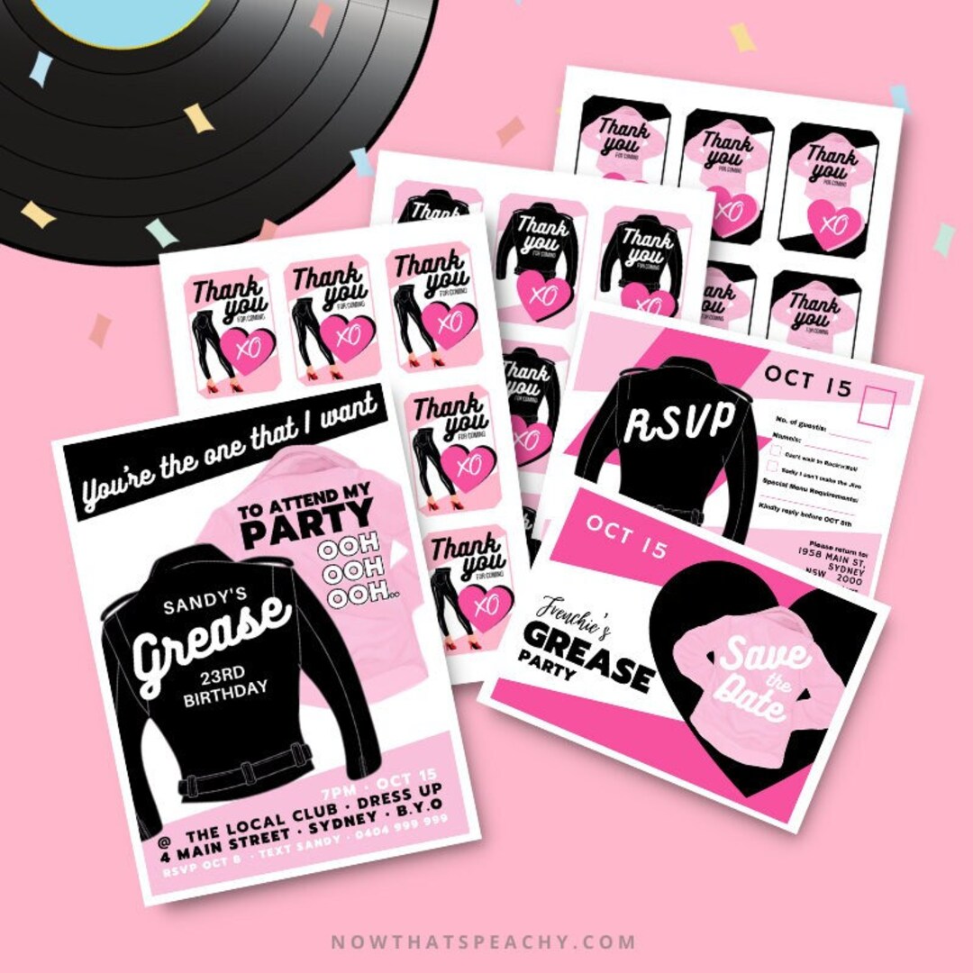 GREASER INVITE Rock'n'roll Printable. Rocker Party Invitation Instant ...