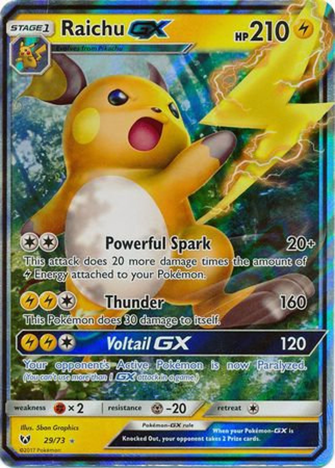 Raichu GX 29/73 Ultra Rare Sun & Moon: Shining Legends | Etsy