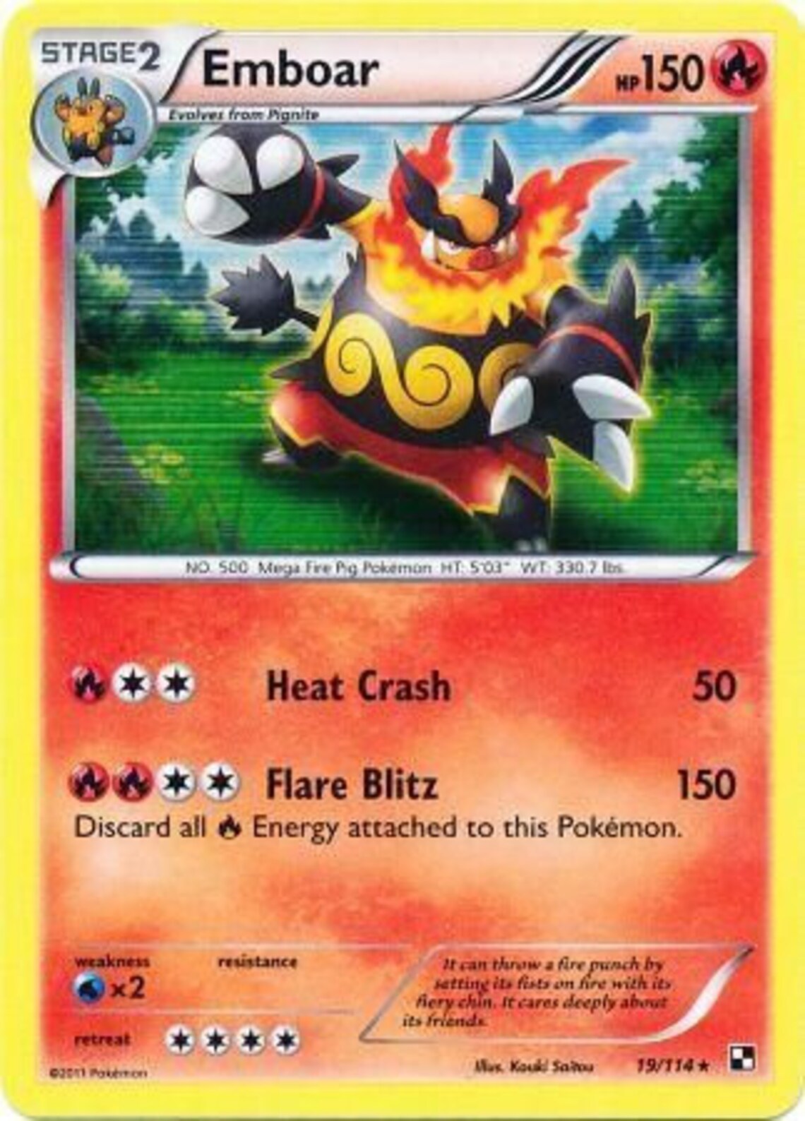 Emboar 19/114 Holo Rare Black & White 1: Base Set | Etsy