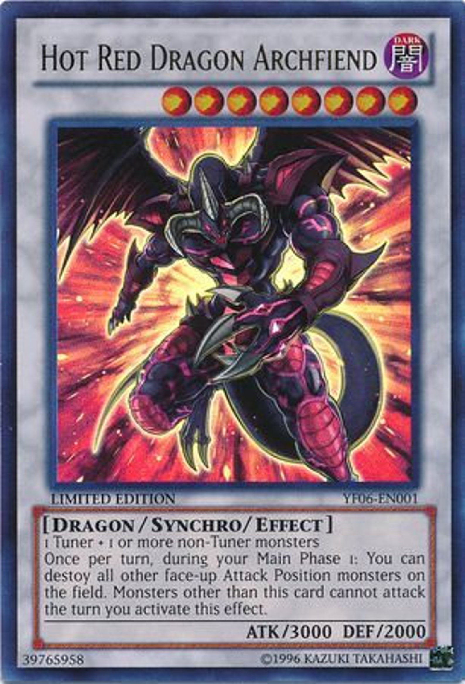 Hot Red Dragon Archfiend YF06-EN001 Ultra Rare Yu-Gi-Oh | Etsy