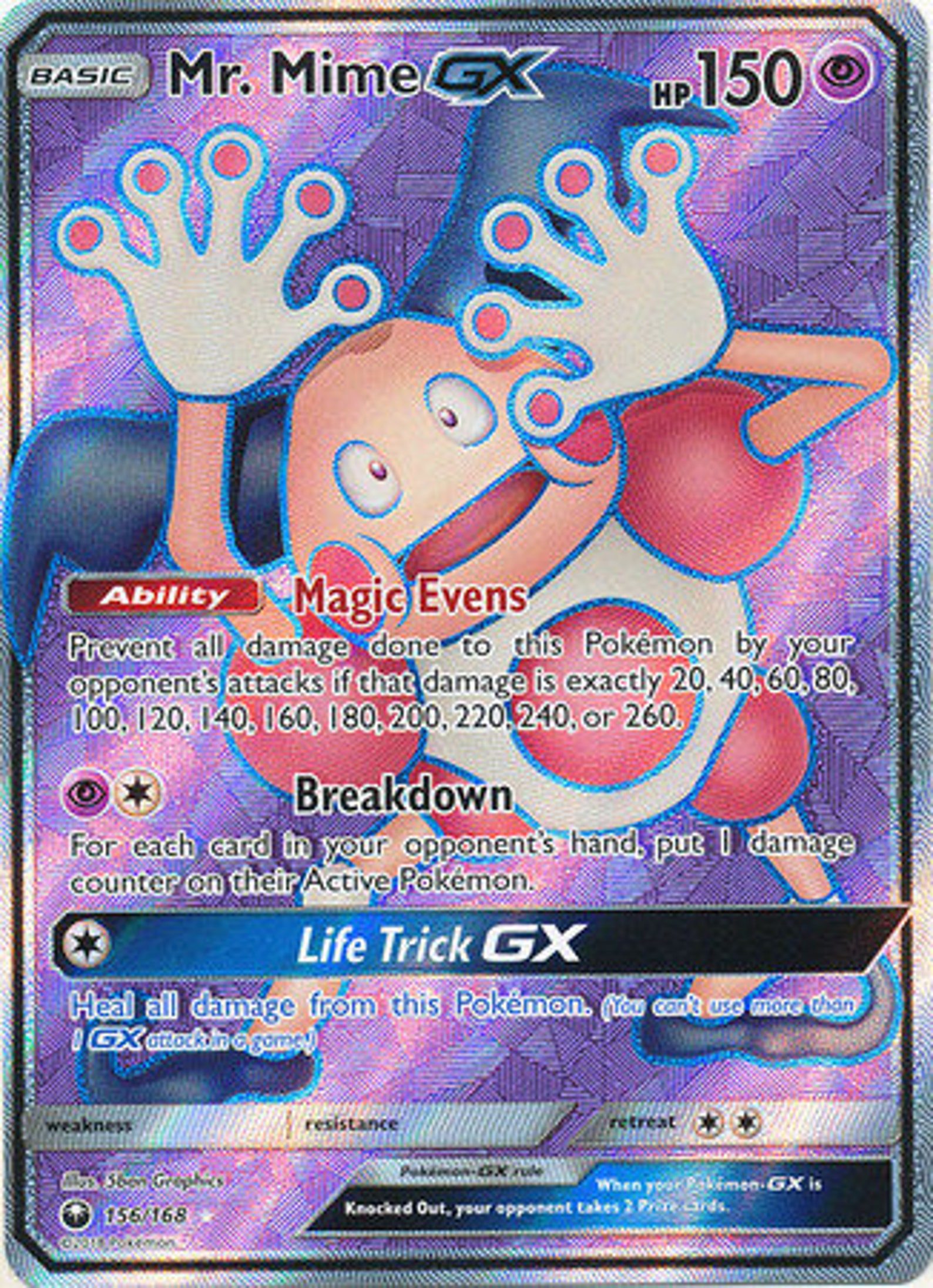Mr. Mime GX 156/168 Full Art Ultra Rare Sun & Moon: | Etsy