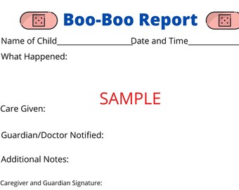 Childcare Incident Report - Etsy