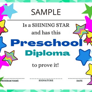 2 Preschool Graduation Certificates Diploma, Preschool Printable Sign ...