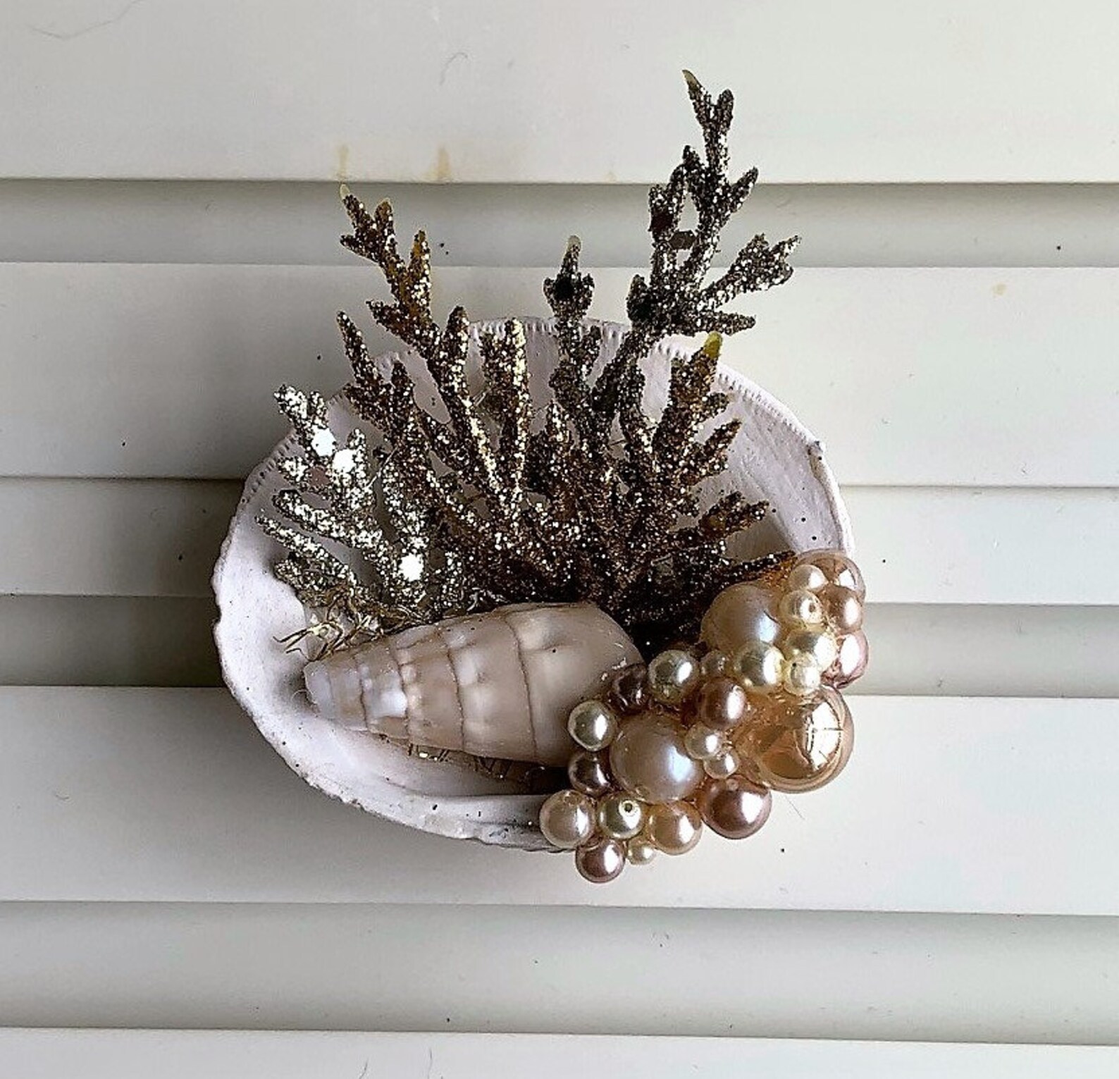 Handmade Seashell Ornaments set of Five Seashell Home Decor Beach Home ...