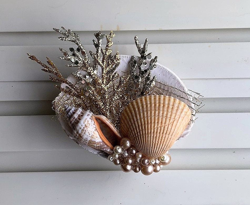 Handmade Seashell Ornaments set of Five Seashell Home Decor Beach Home ...