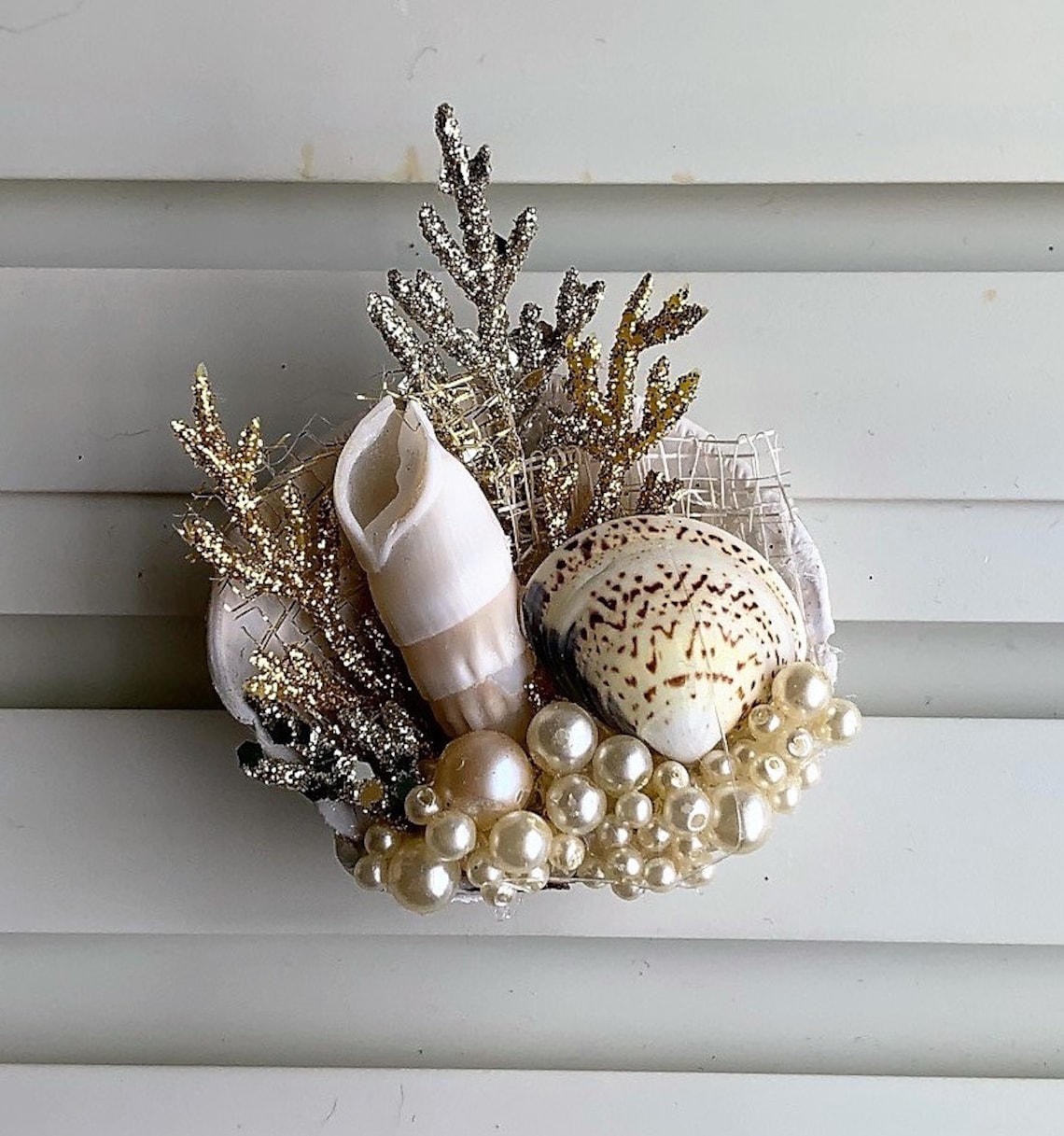 Handmade Seashell Ornaments set of Five Seashell Home Decor Beach Home ...