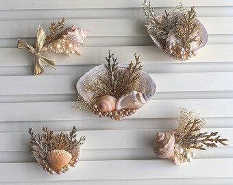 Handmade Seashell Ornaments set of Five Seashell Home - Etsy