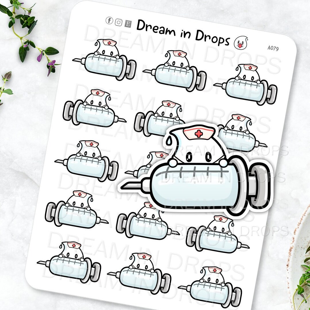Cute Functional Syringe Planner Stickers, Mini Kawaii Functional ...