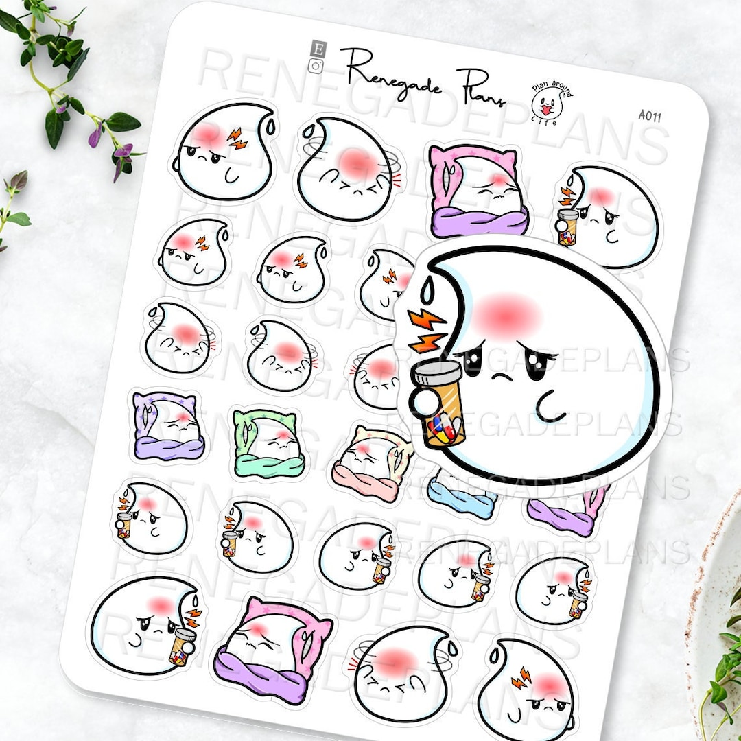 Headache Stickers, Migraine Tracker, Migraine Journal Stickers ...