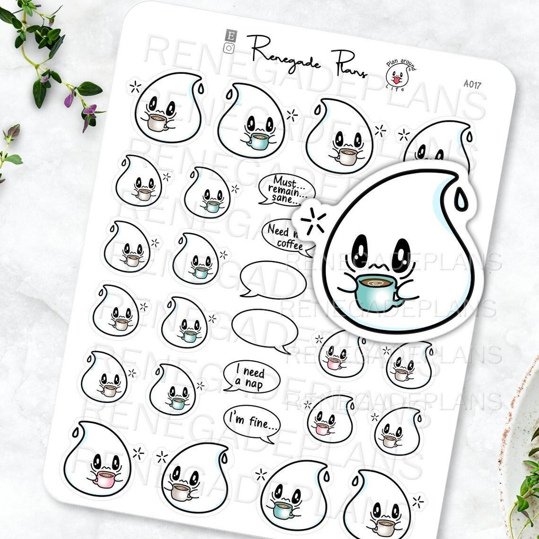 Stress Stickers, Strung Out Sticker, Zombie Mode, Need Coffee, Frazzled ...