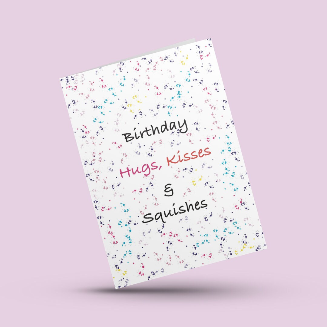 Modern Birthday Card Hugs & Kisses Card Abstract Colourful - Etsy