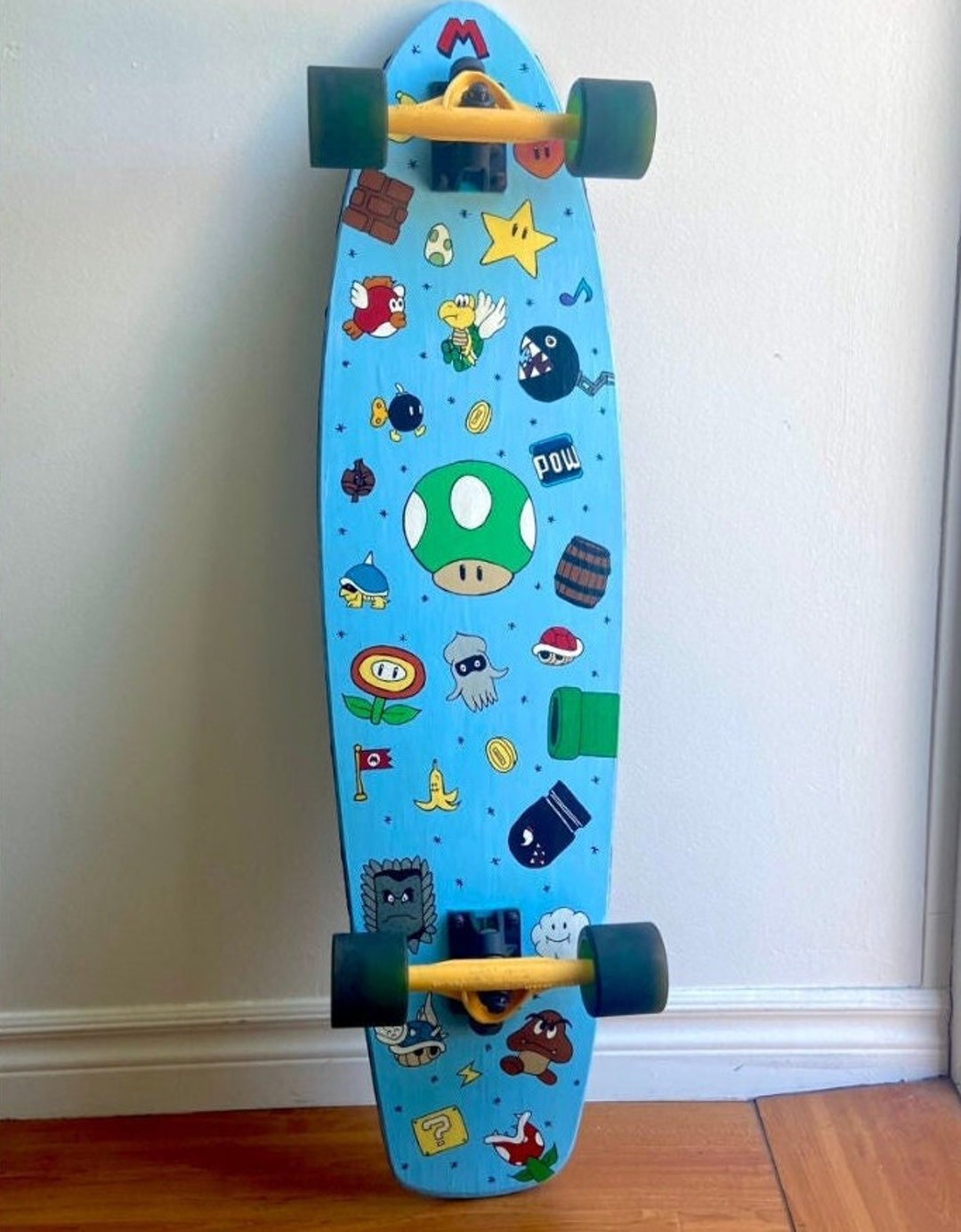 Mario Themed Longboard Skateboard Mariokart Super Mario Bros Nintendo ...