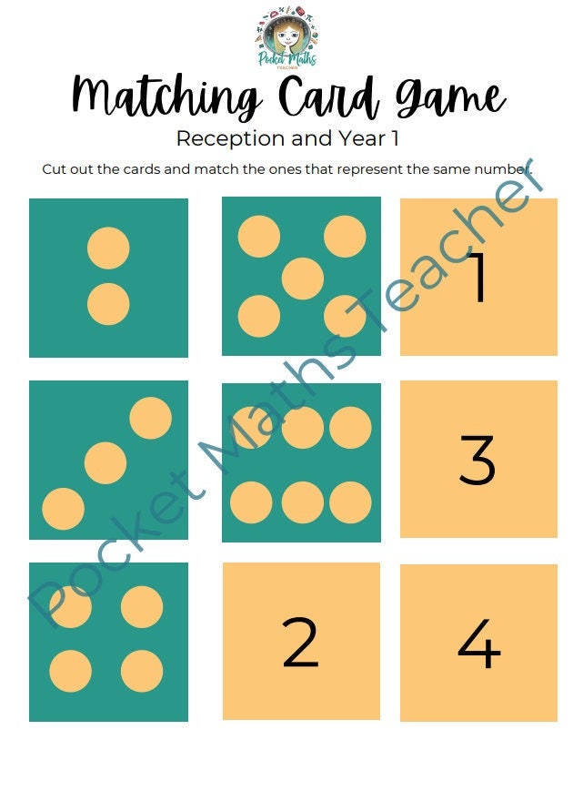 Matching Card Number Game Worksheet Printable - Etsy España