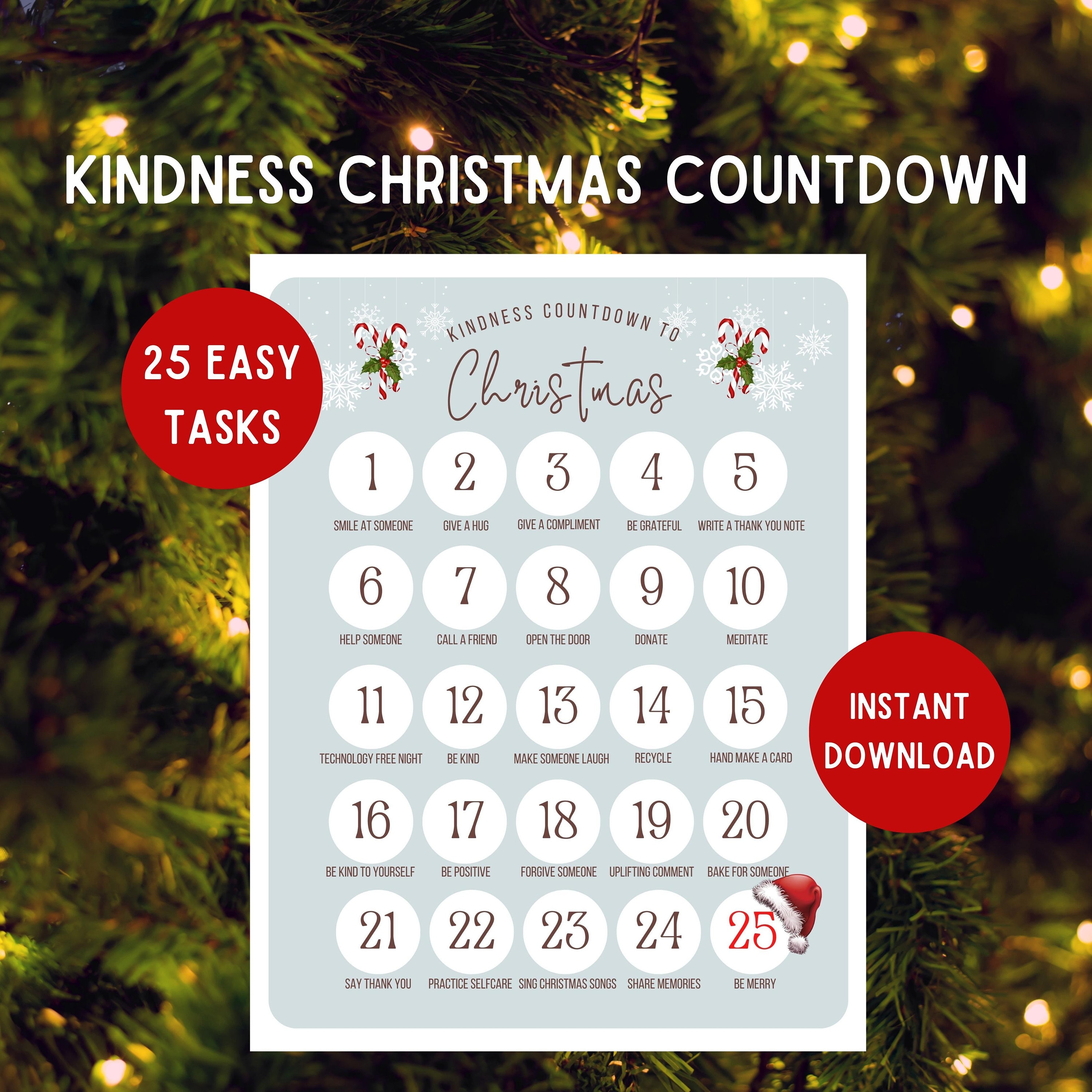 Kindness Christmas Countdown Calendar, Countdown to Christmas ...