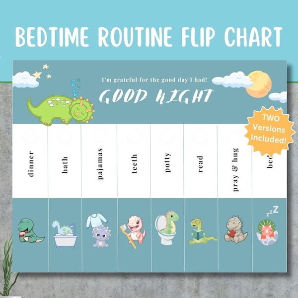 Dinosaur Bedtime Chart Printable - Etsy