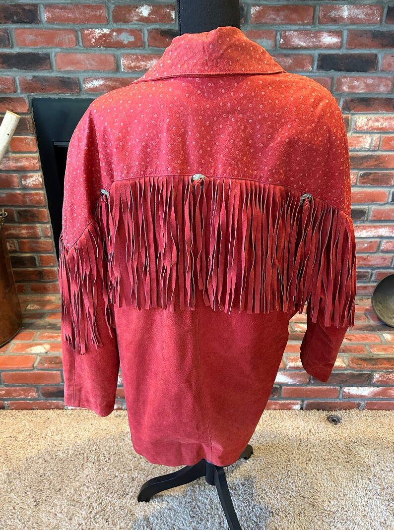 Vintage Red Suede Fringe Jacket - Etsy