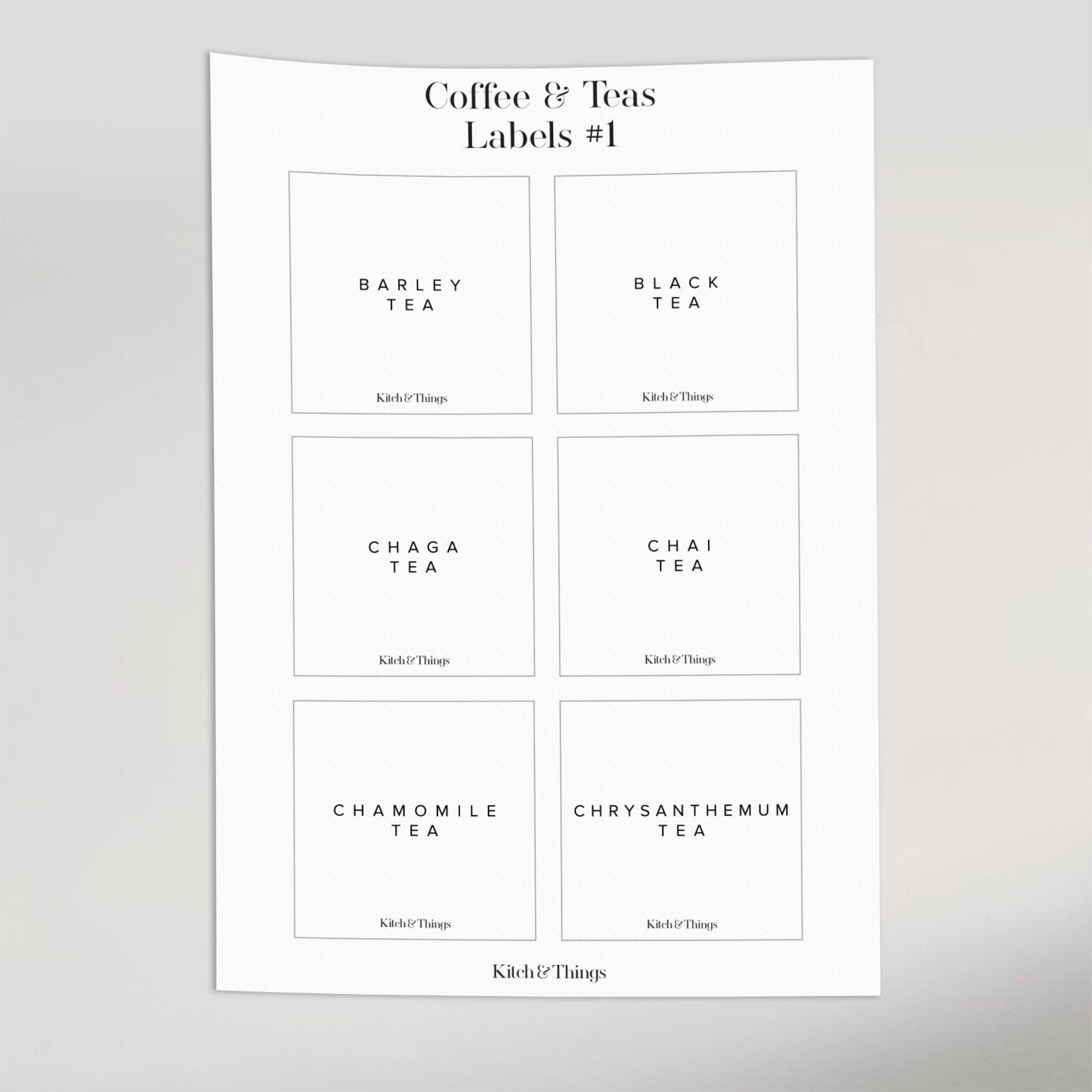 Coffee & Teas Labels for Kitchen Pantry Organization 30 - Etsy