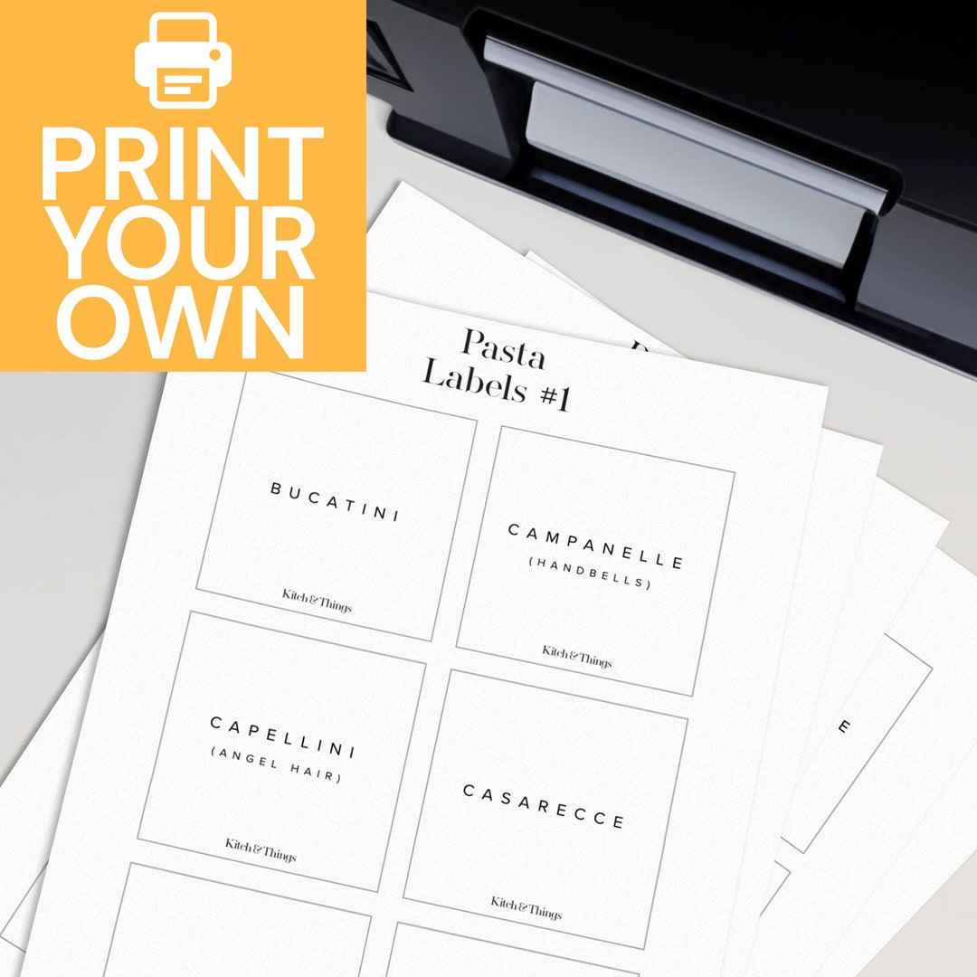 PRINT YOUR OWN Pasta Labels for Kitchen Pantry Organization 36 Count - Etsy