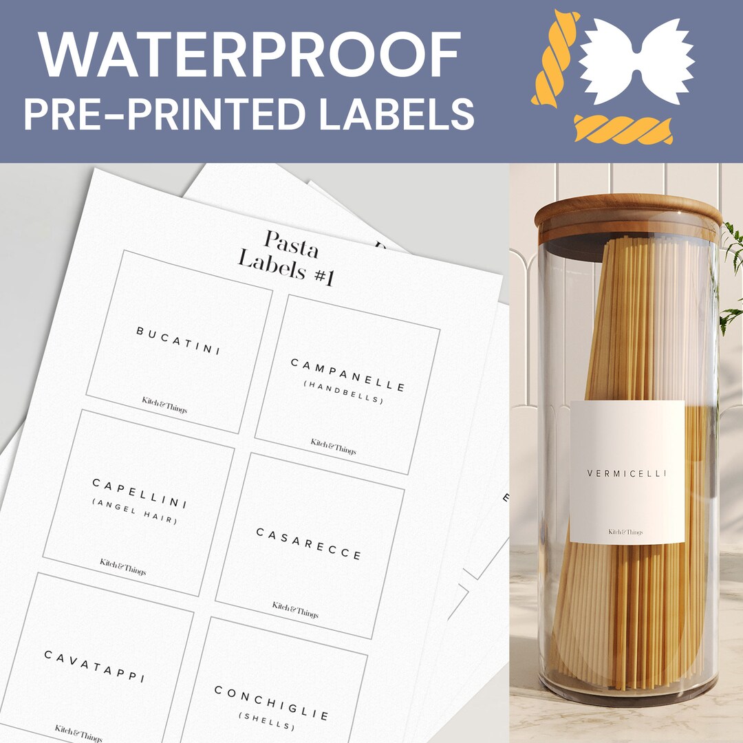 PASTA Minimal Sleek Designed Labels for Kitchen Pantry Organizers 36 ...