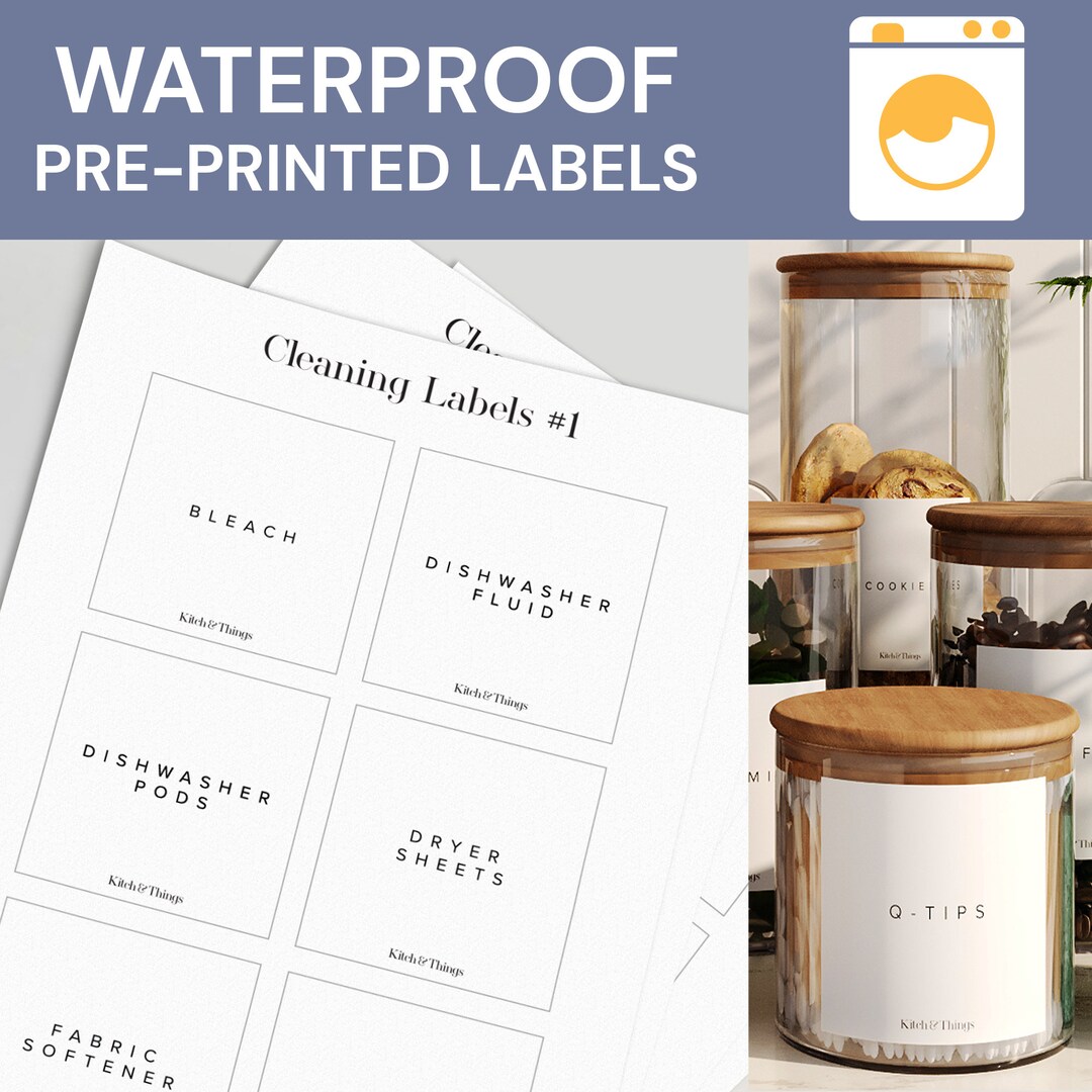 CLEANING Minimal Sleek Designed Labels for Kitchen Pantry Organizers 18 ...