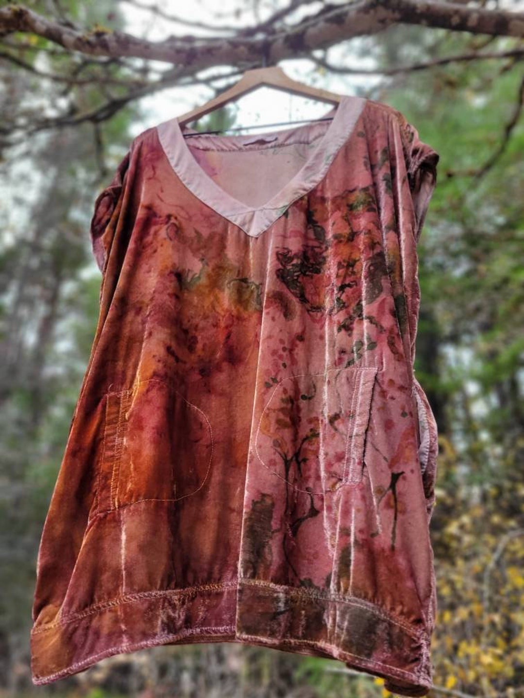 Ice Dyed and Painted Silk Velvet FLANNEL Brand Pocket Dress - Etsy