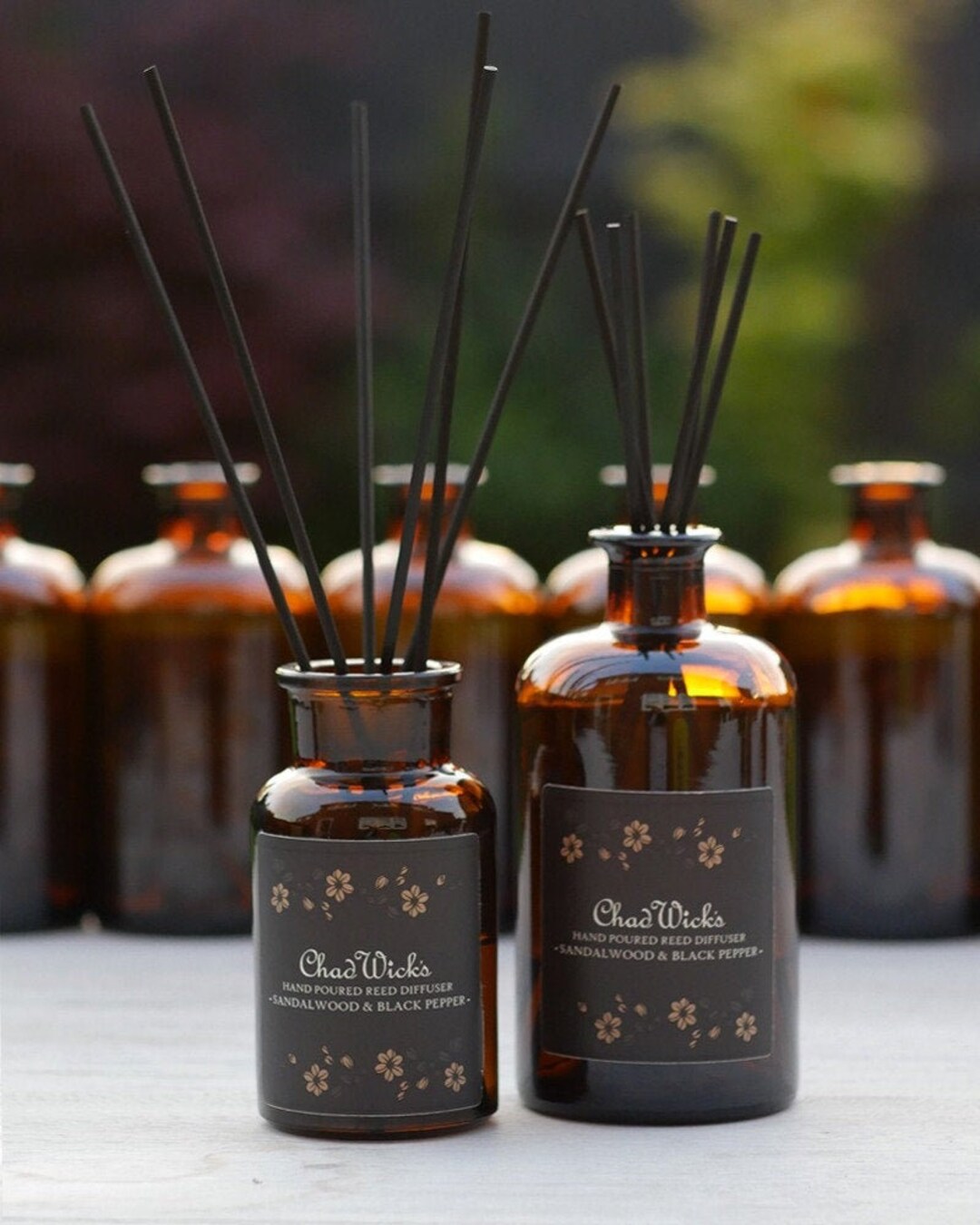 Sandalwood & Black Pepper Amber Glass Highly Scented Reed Diffuser 250 ...
