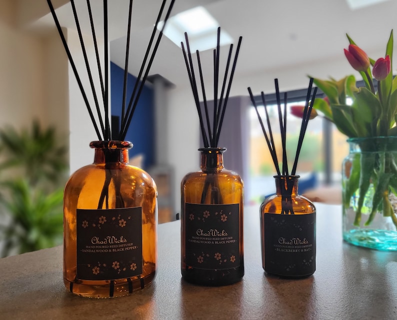 XXL Extra Large 1000ml Luxury Hand Poured Amber Glass Reed Diffuser ...