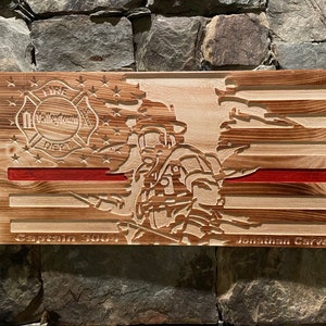 Customizable Firefighter Wood Flag - Etsy