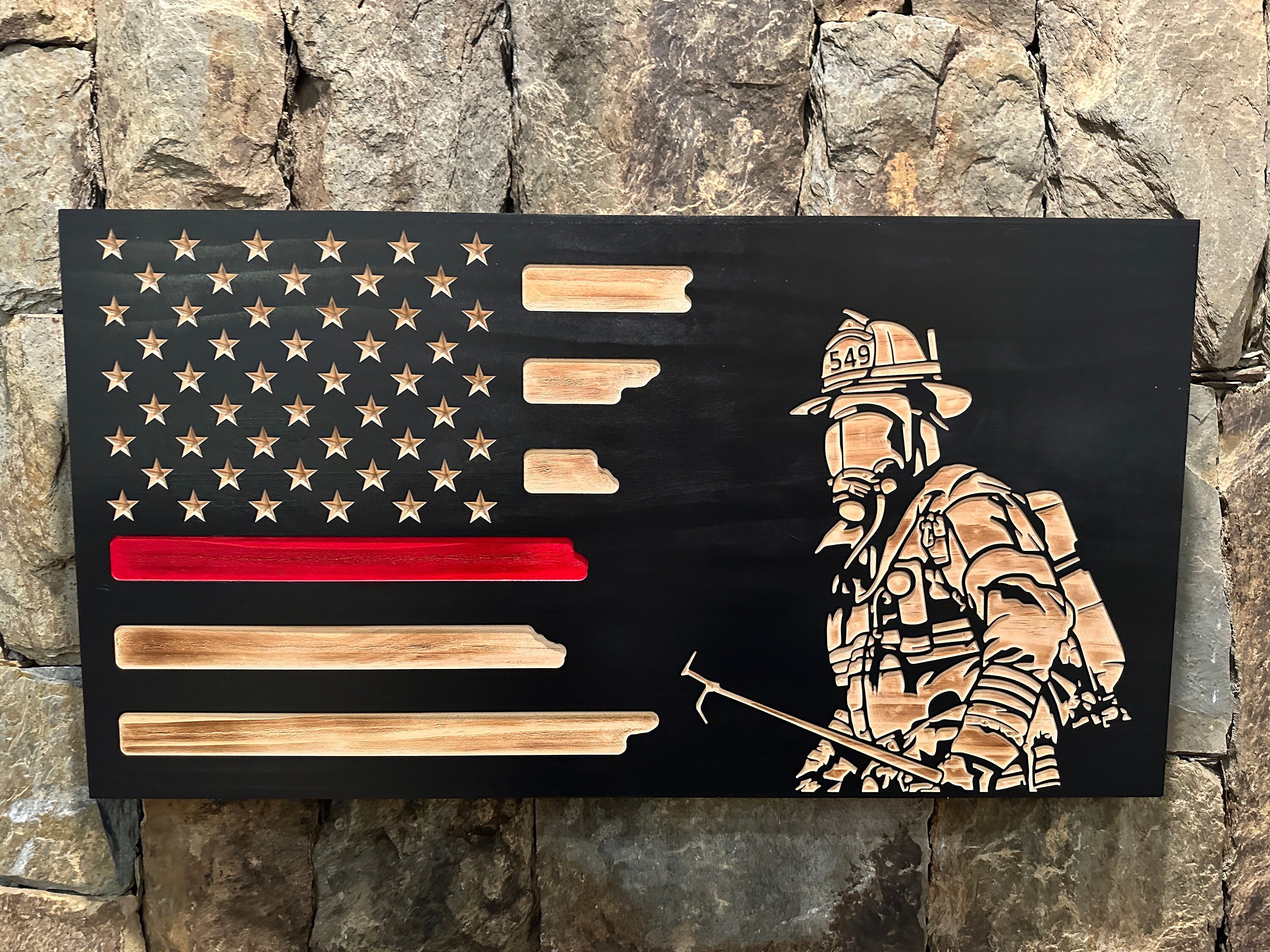 Customizable Firefighter Wood Flag - Etsy