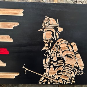 Customizable Firefighter Wood Flag - Etsy