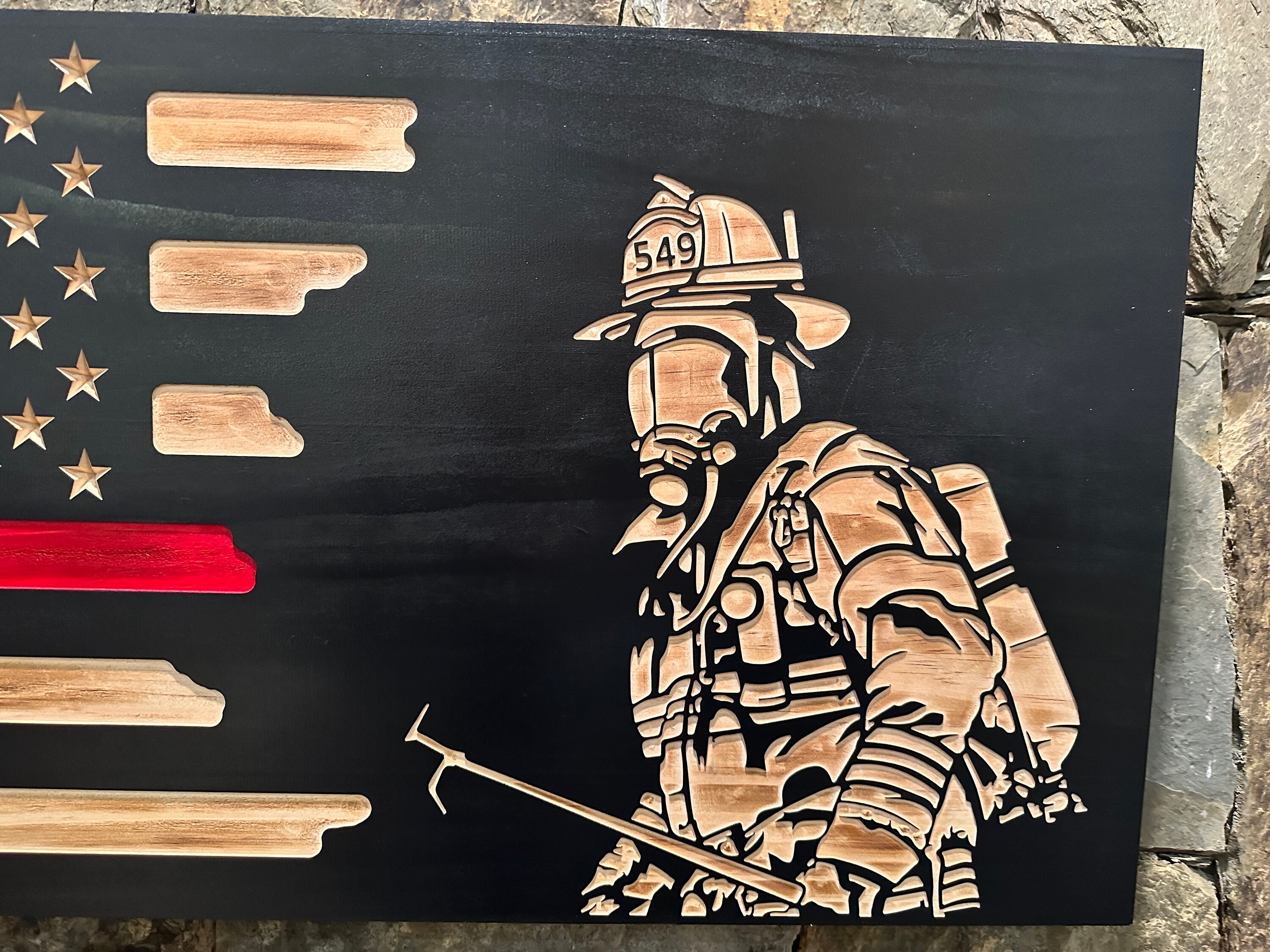 Customizable Firefighter Wood Flag - Etsy