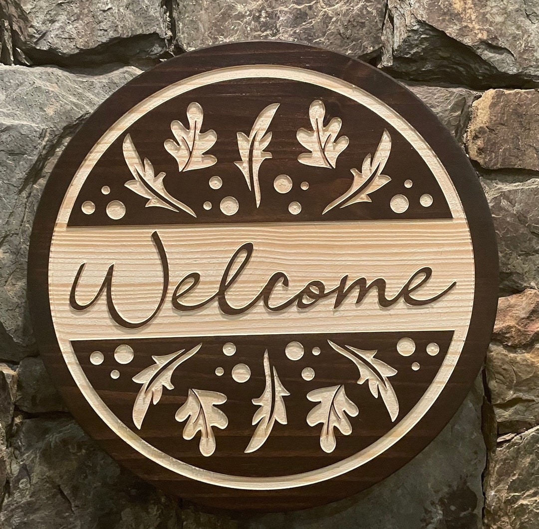 18 Carved Wood Fall Welcome Sign can Be Personalized - Etsy