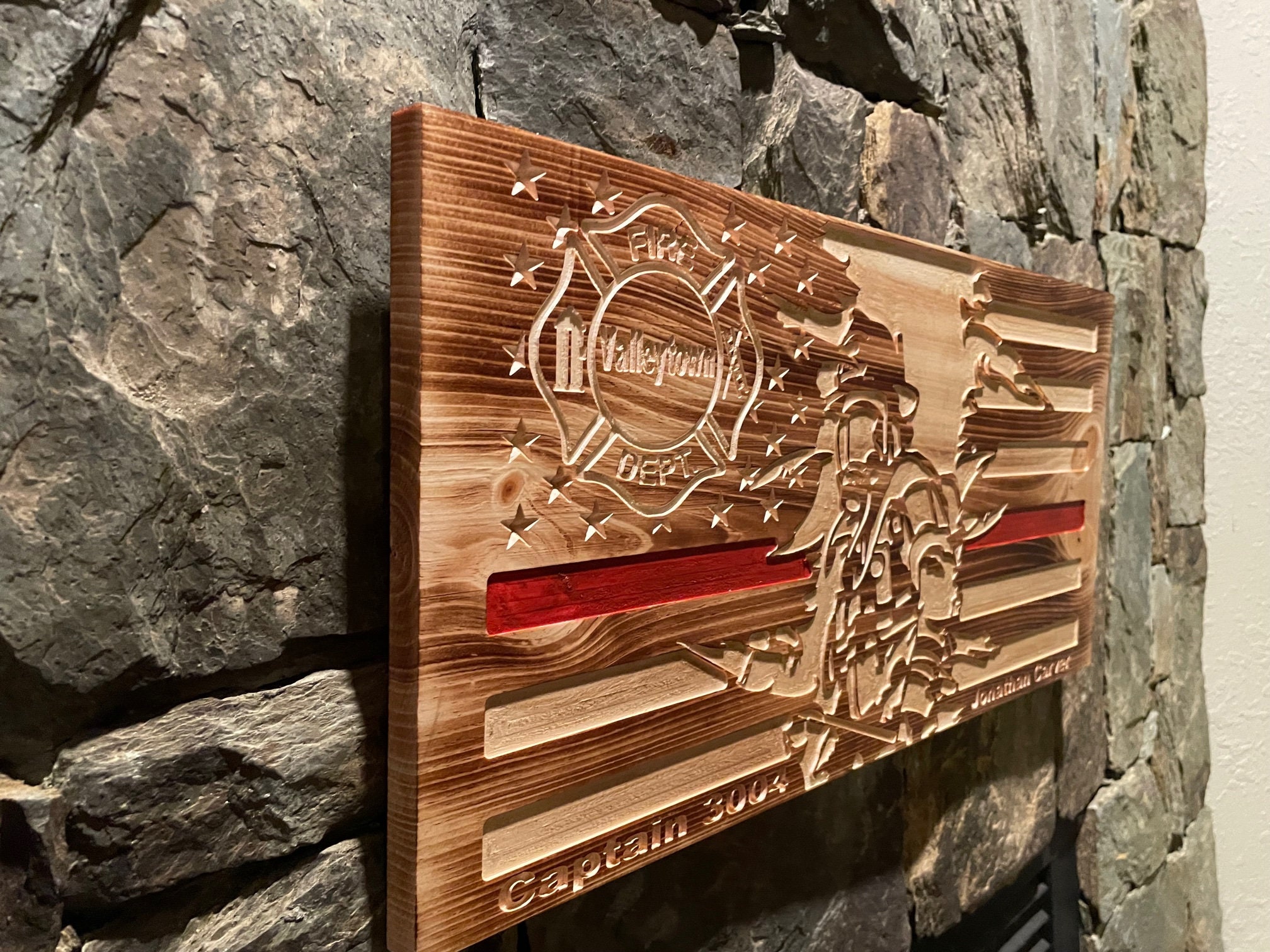 Customizable Firefighter Wood Flag - Etsy